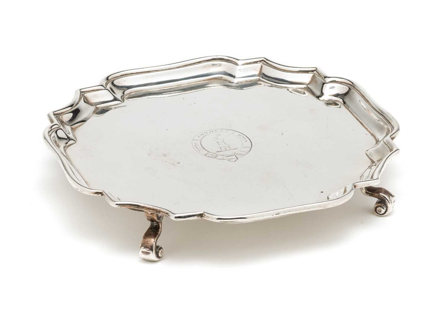 Lot 405 - A GEORGE II SILVER SALVER^ EDWARD FELINE^