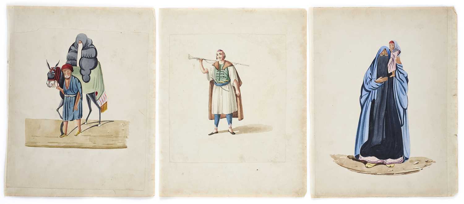 Lot 110 - FIVE OTTOMAN FIGURES STUDIES, TURKEY, CIRCA