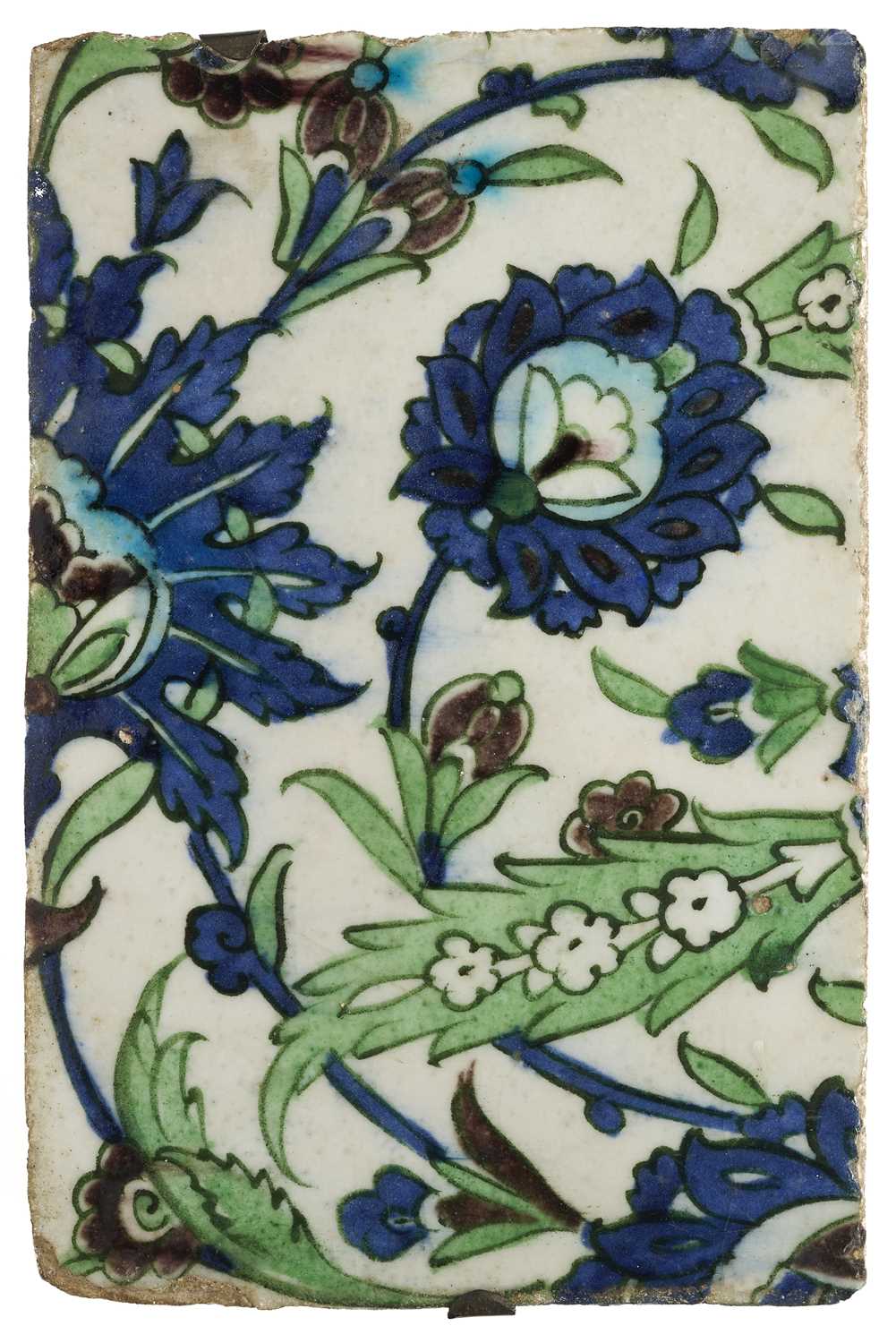 Lot 78 - A DAMASCUS TILE FRAGMENT, OTTOMAN SYRIA, LATE