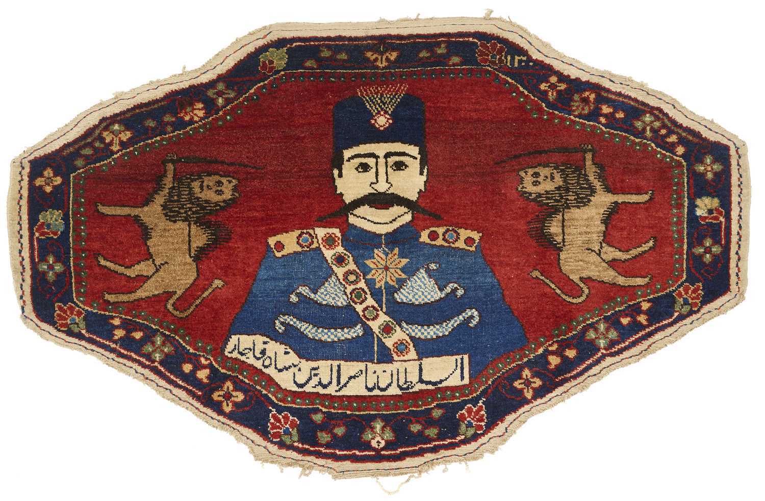 Lot 230 - A HANDWOVEN WOOL PILE SADDLE CLOTH, PERSIA,