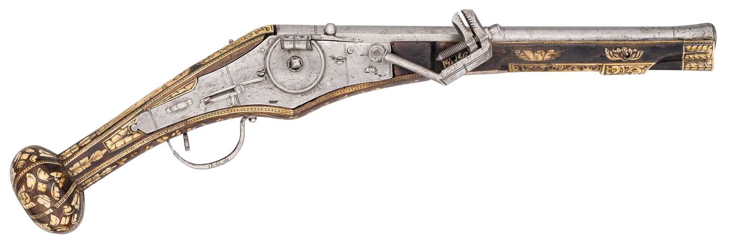 Lot 219 - A RARE 20 BORE NORTH GERMAN WHEEL-LOCK