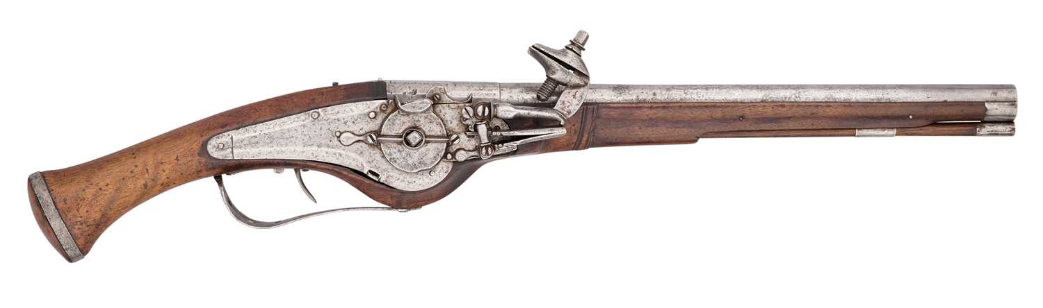 Lot 235 - A 20 BORE DUTCH WHEEL-LOCK HOLSTER PISTOL,