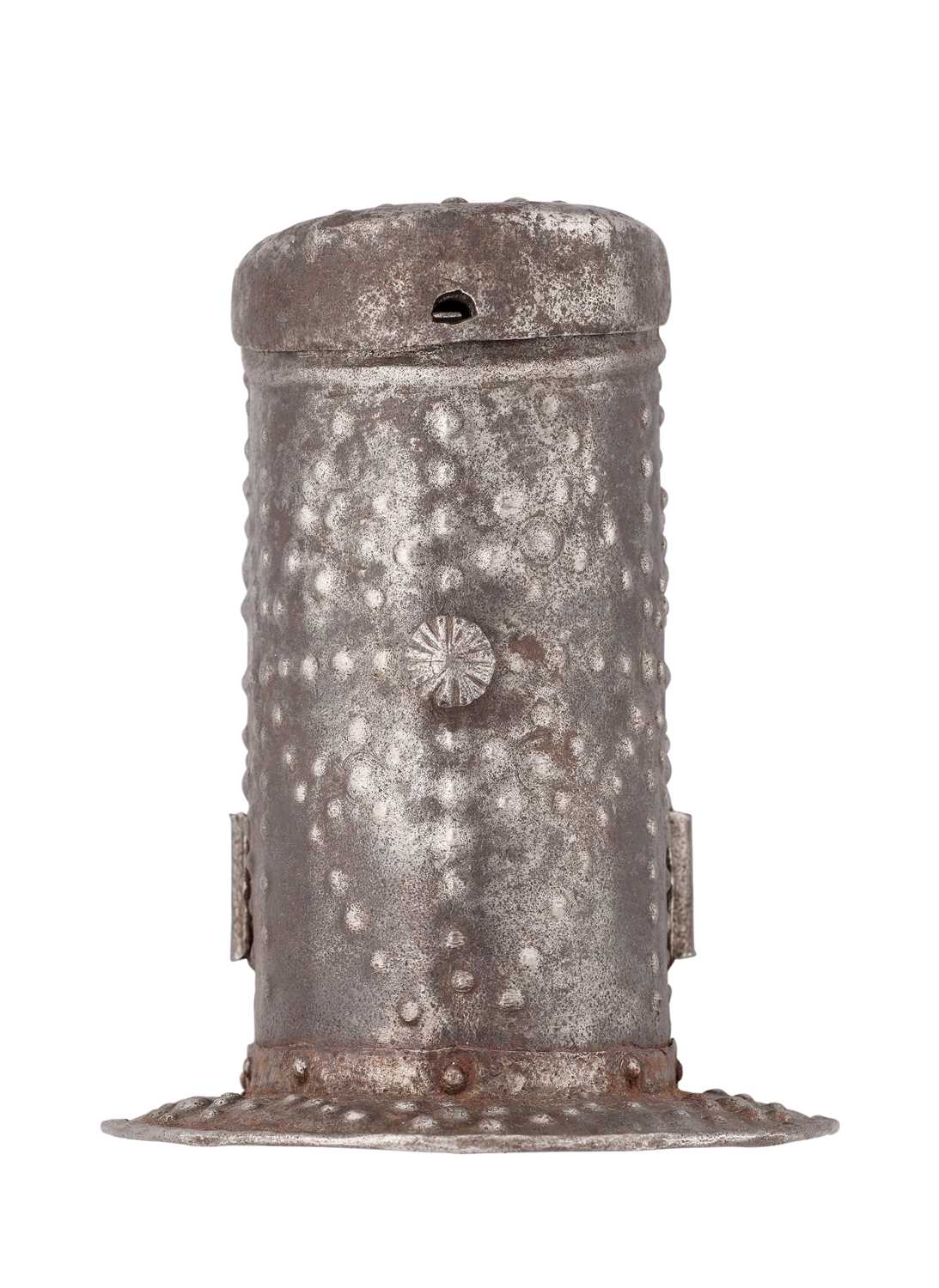 Lot 199 - A RARE GERMAN EMBOSSED STEEL CARTRIDGE BOX