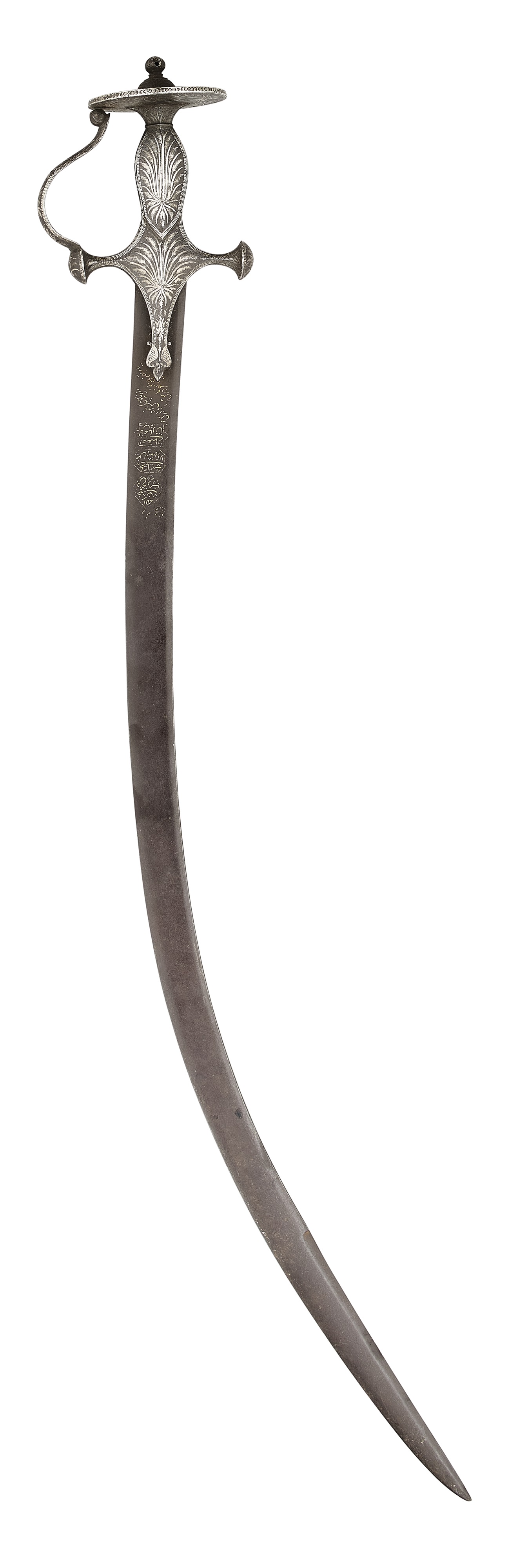 Lot 10 - A FINE INDIAN TALWAR WITH PERSIAN BLADE,