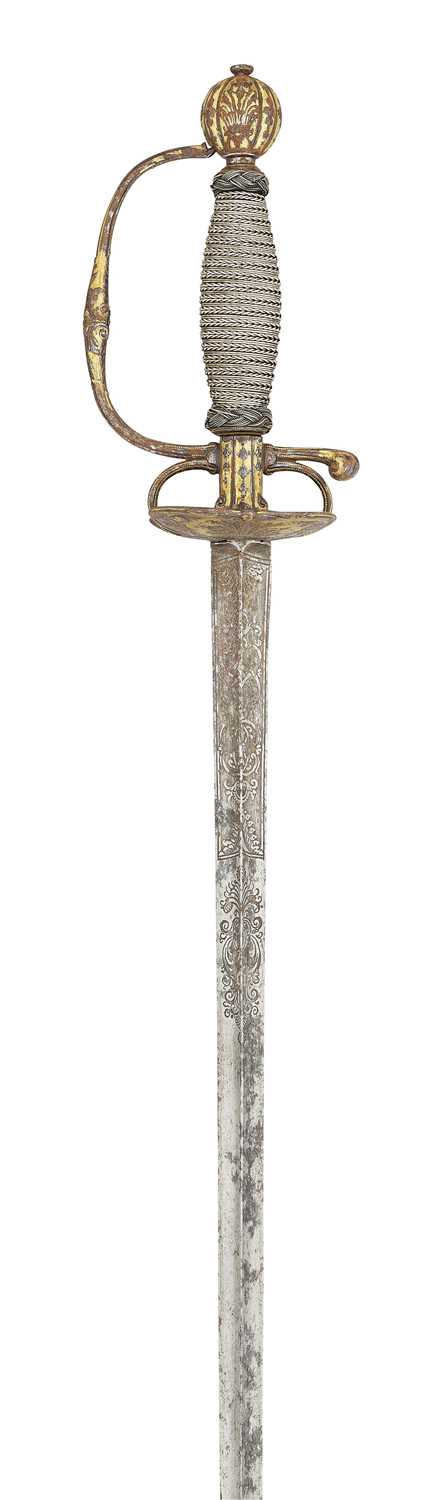 Lot 138 - A FRENCH SMALL-SWORD WITH CHISELLED AND GILT