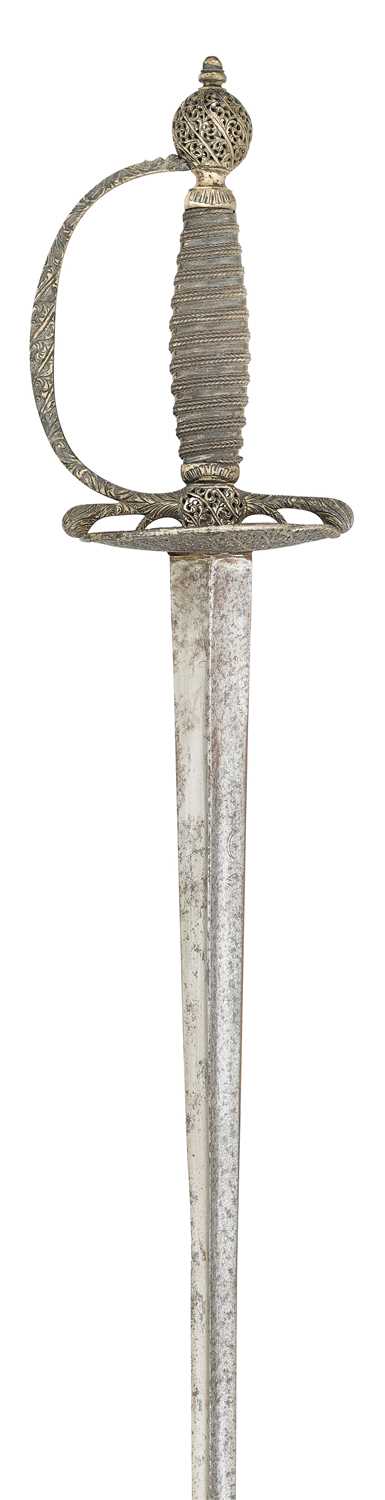 Lot 143 - AN ENGLISH SILVER-HILTED SMALL-SWORD, LONDON