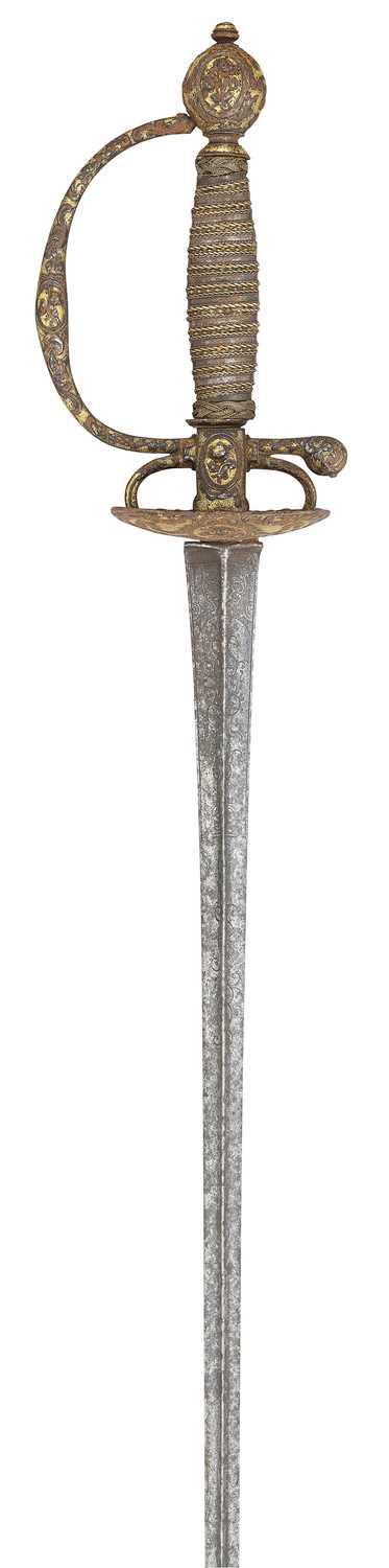 Lot 152 - A FRENCH SMALL-SWORD WITH CHISELLED AND GILT