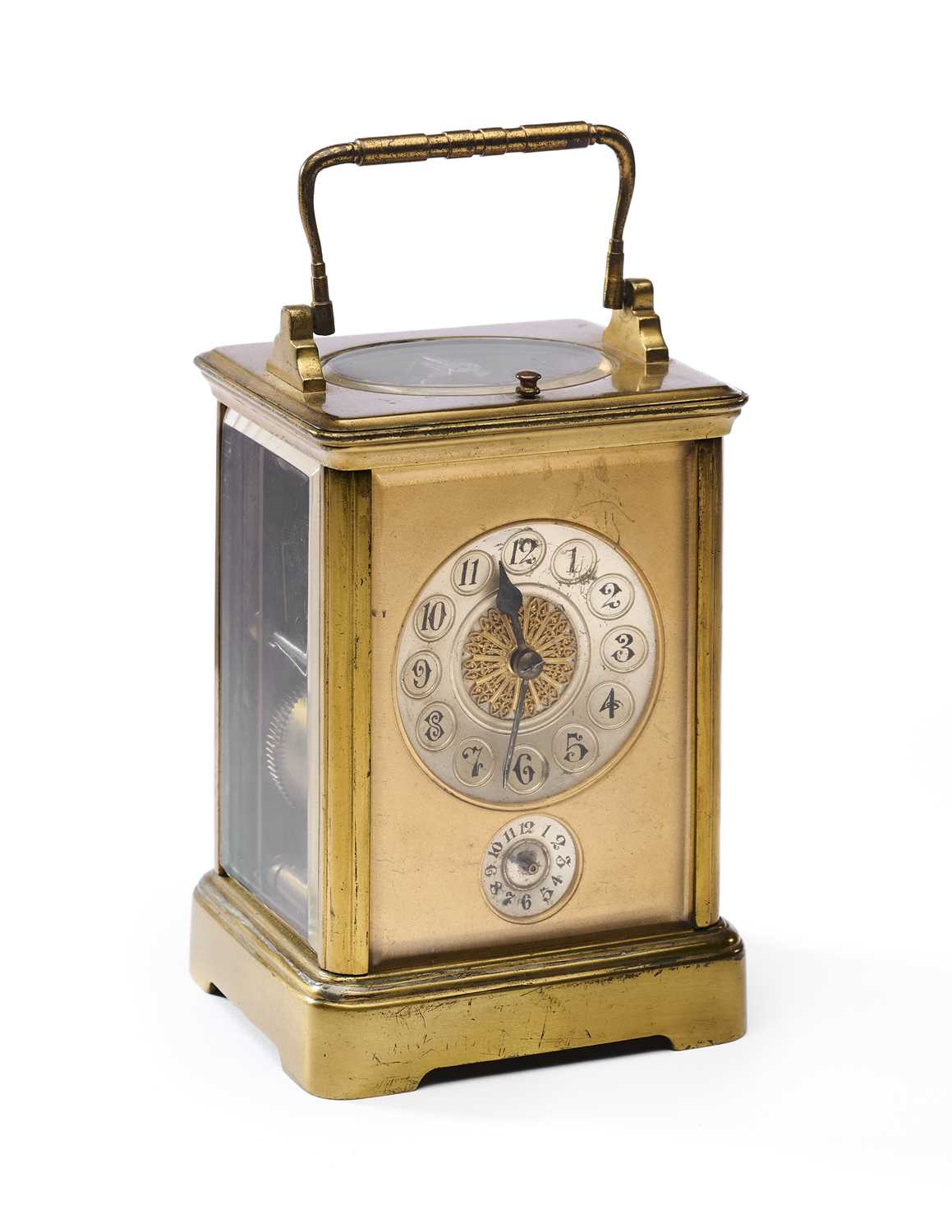 Lot 108 - A FRENCH REPEATING AND ALARM CARRIAGE CLOCK,
