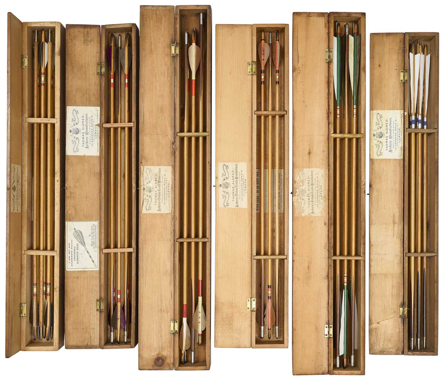 Lot 87 - SIX CASES OF ALDRED ARROWS, 19TH-20TH CENTURY