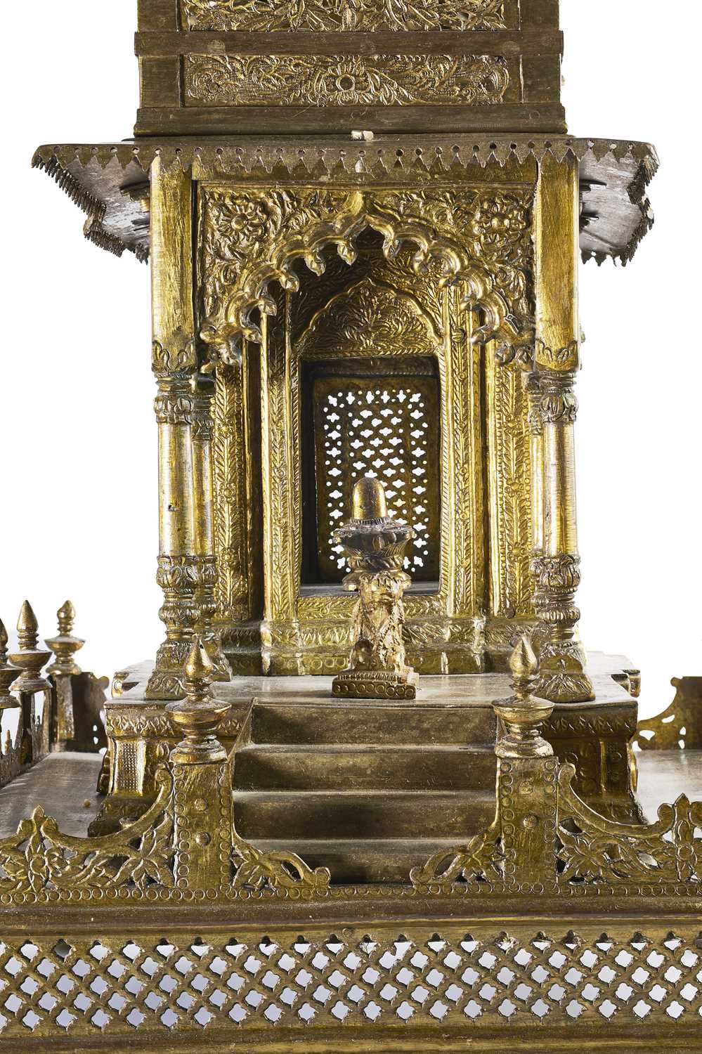 Lot 207 - A BRASS MODEL OF A SIVA TEMPLE, WESTERN