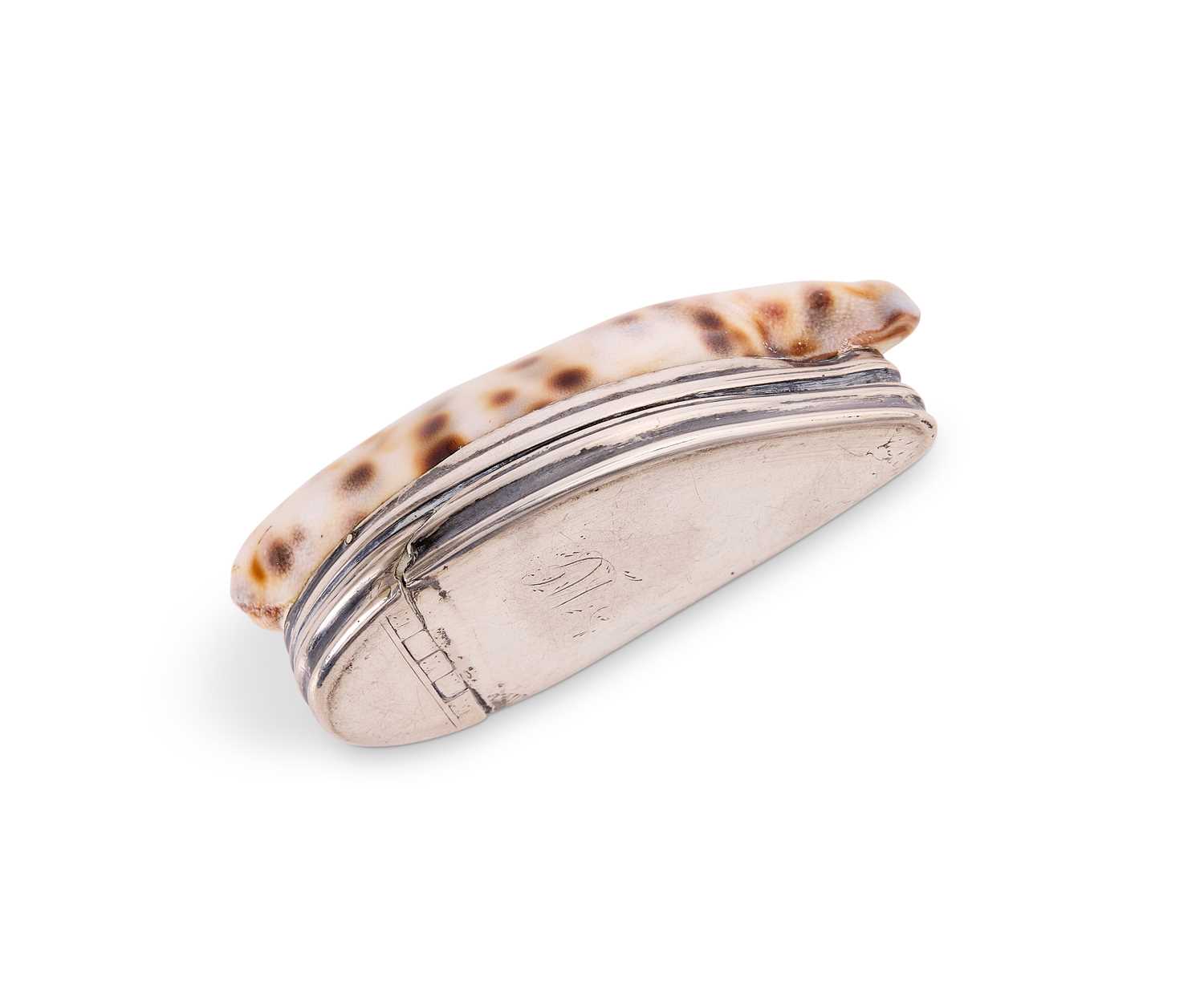 Lot 250 - A GEORGE III SILVER-MOUNTED COWRIE SHELL