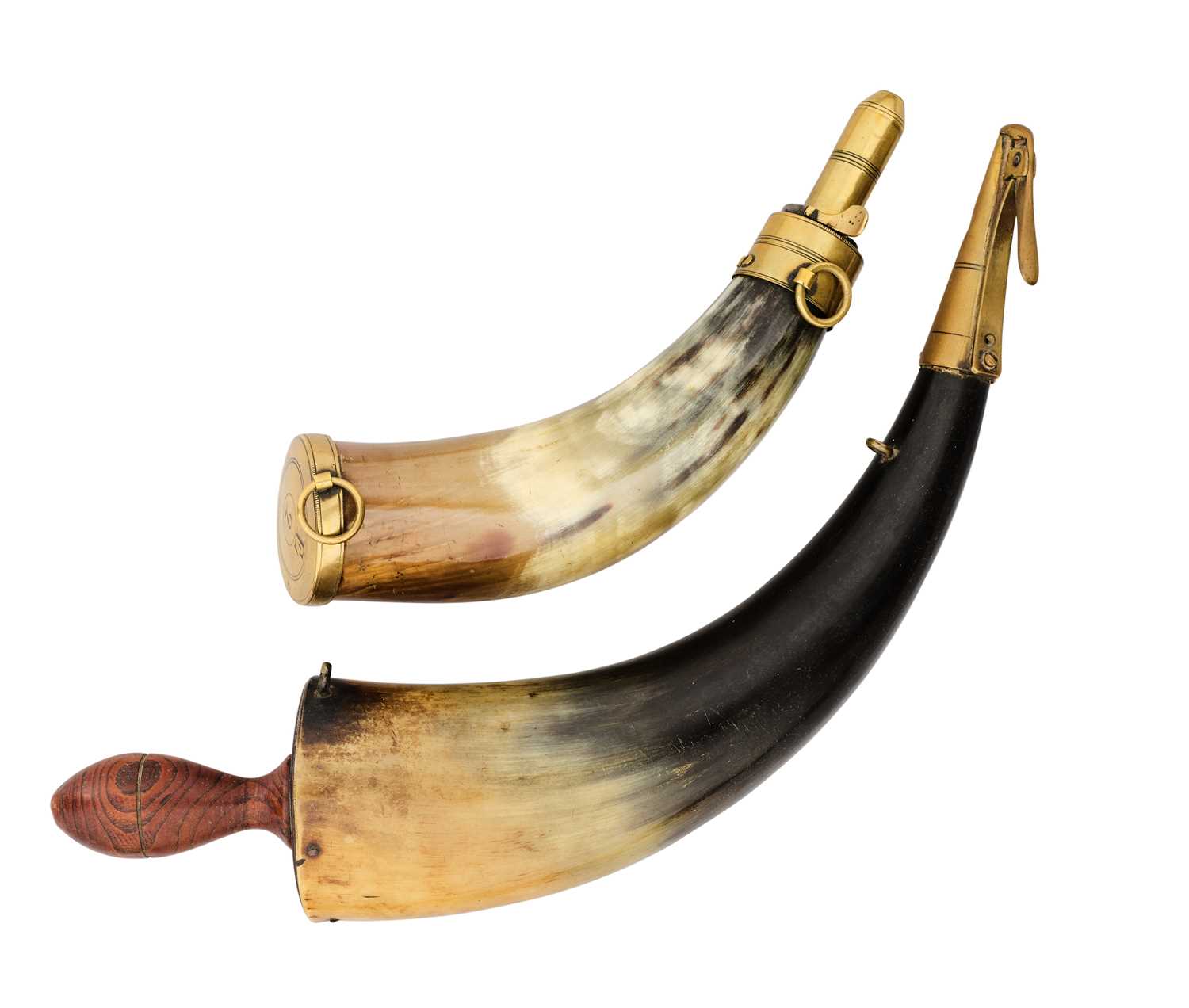 Lot 737 - A LIGHT INFANTRY POWDER-HORN, AND A GUNNER’S