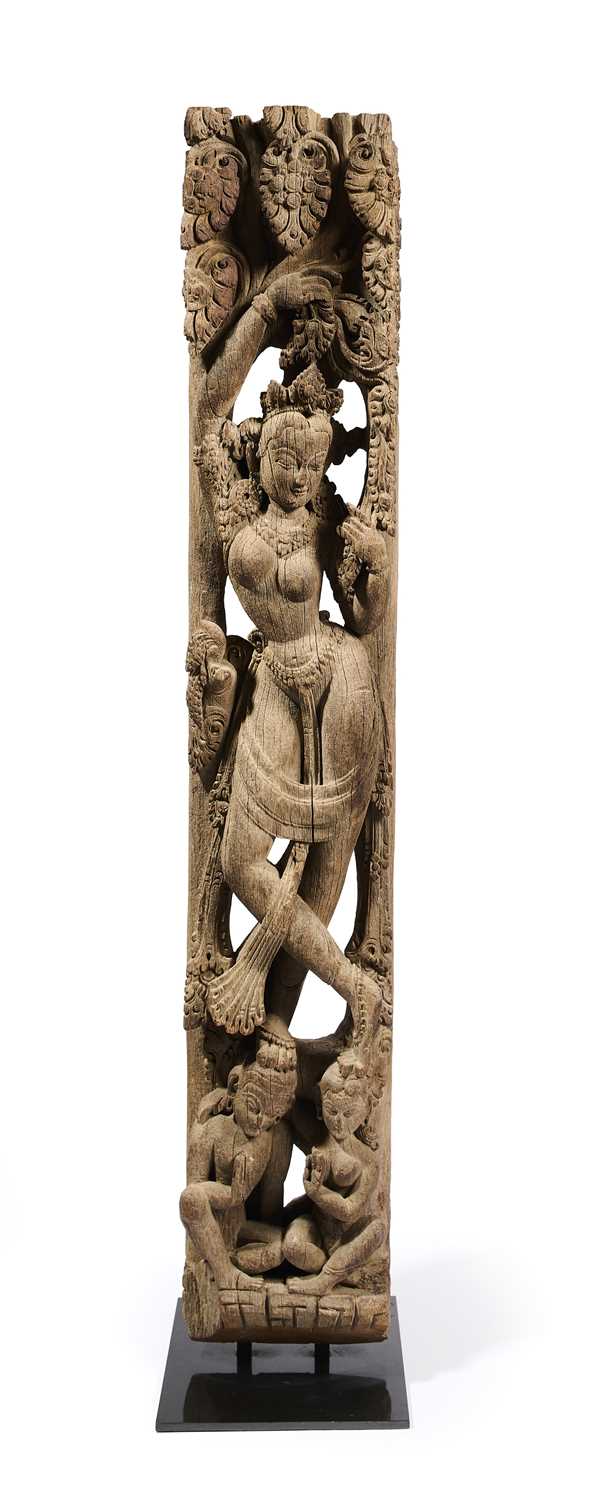 Lot 139 - A CARVED WOOD STRUT, KATHMANDU VALLEY, NEPAL,