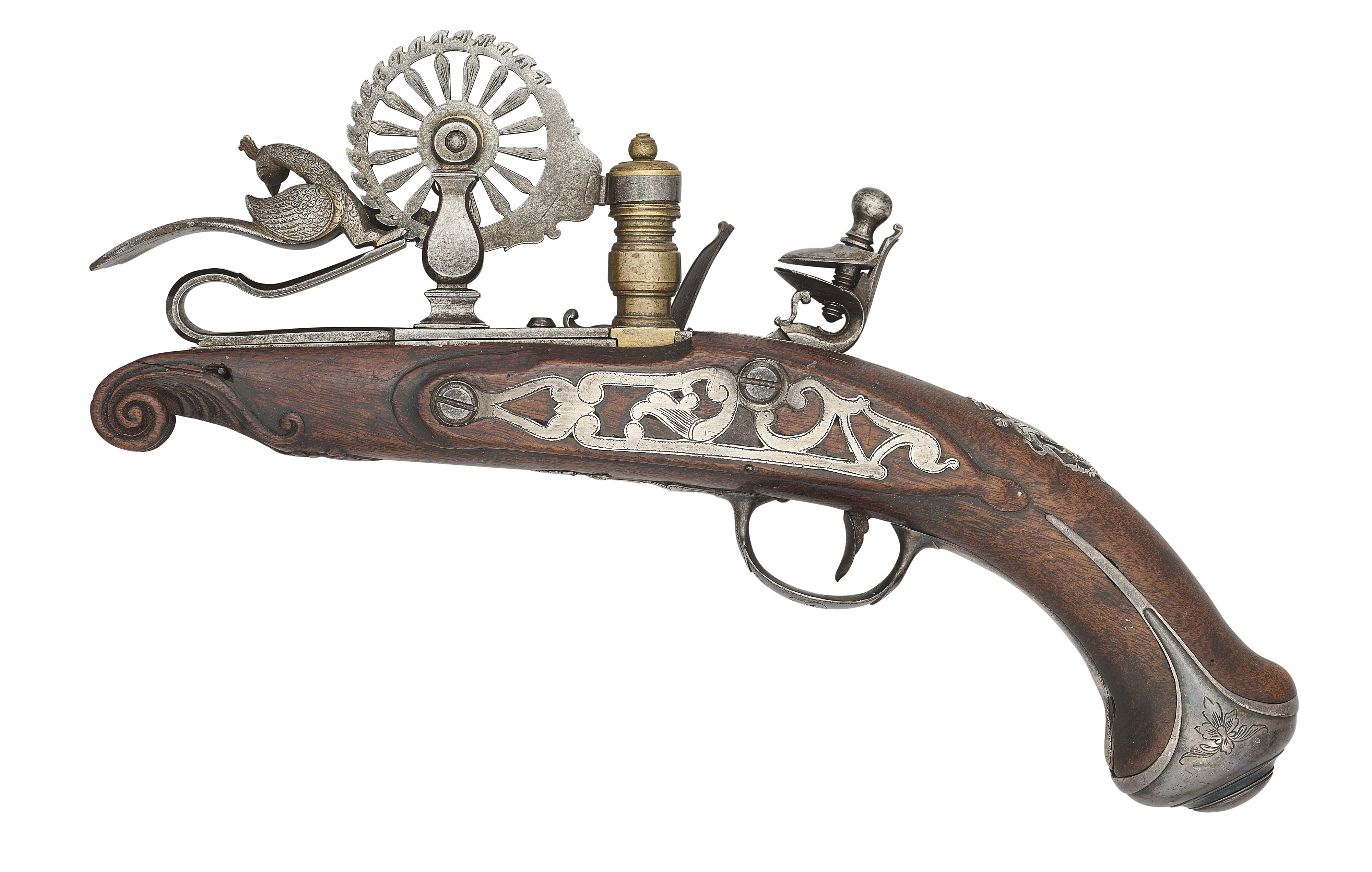 Lot 19 - A VERY RARE INDIAN FLINTLOCK SILVER-MOUNTED