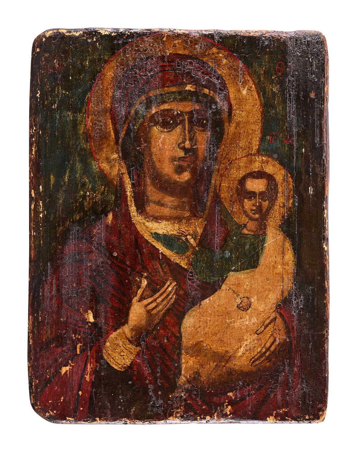 Lot 45 - AN ICON OF THE VIRGIN HODEGETRIA, GREEK,