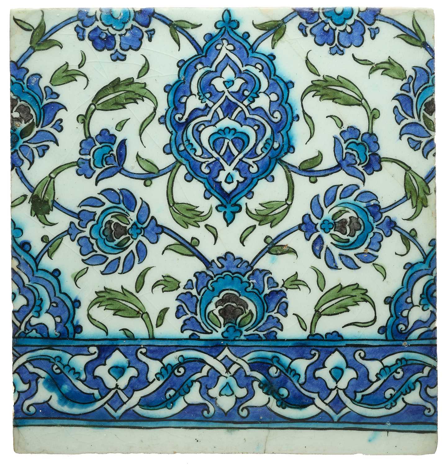 Lot 107 - A LARGE DAMASCUS TILE, OTTOMAN SYRIA, LATE