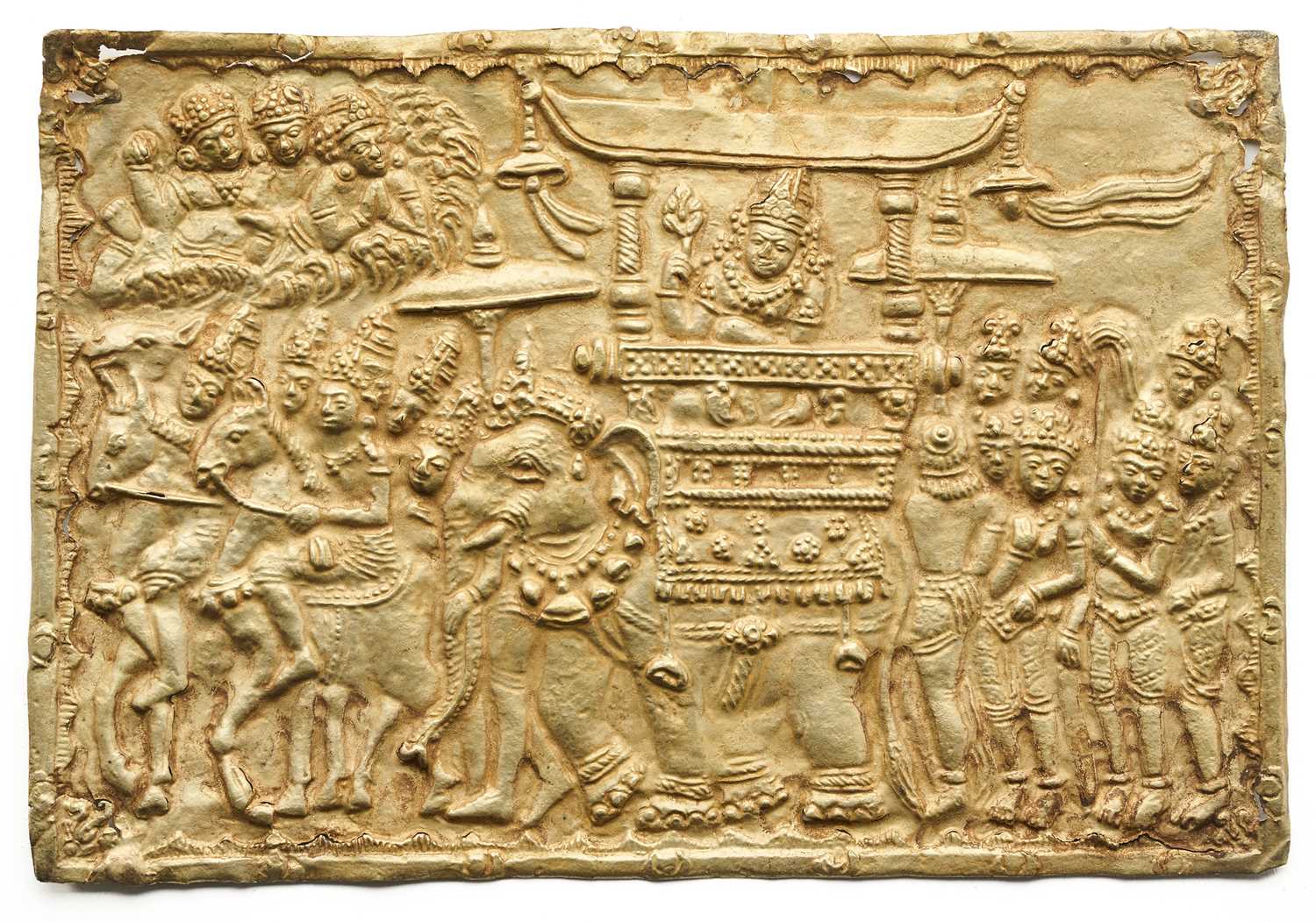 Lot 282 - A JAVANESE GOLD REPOUSSE PLAQUE, INDONESIA,