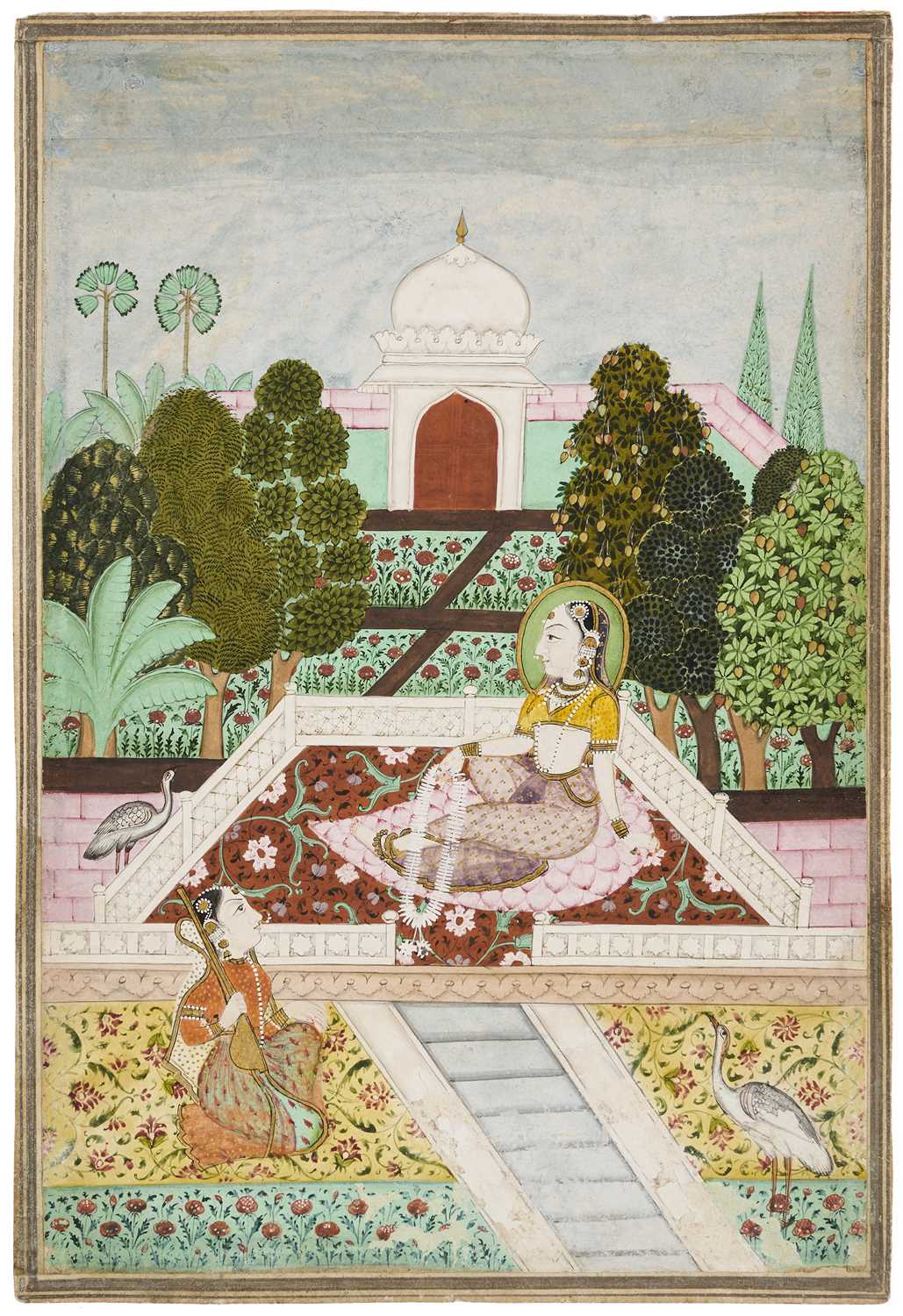 Lot 25 - A DEPICTION OF A PRINCESS SEATED ON A TERRACE,