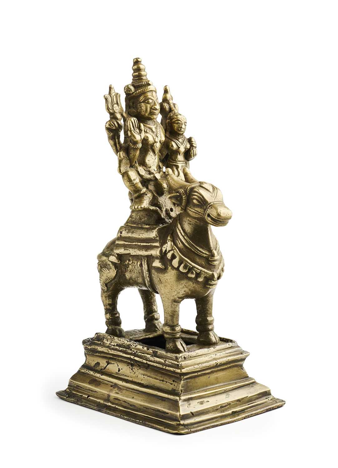 Lot 183 - A BRONZE FIGURE OF SIVA AND PARVATI RIDING