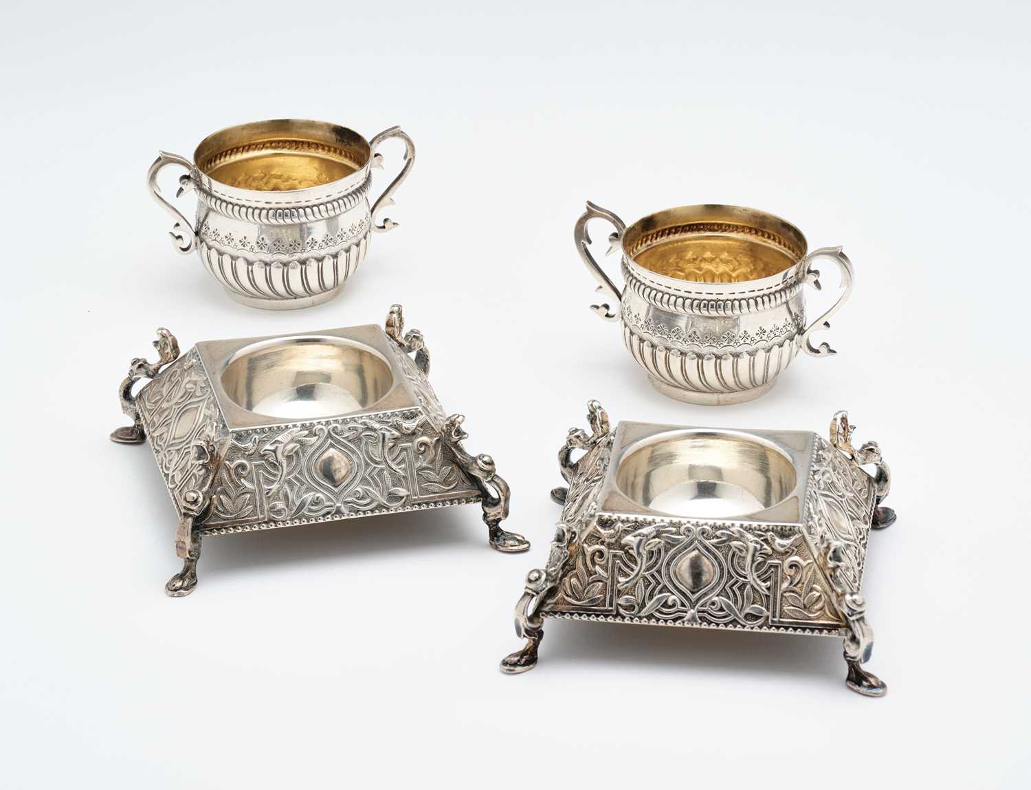 Lot 118 - TWO PAIRS OF VICTORIAN SILVER SALT CELLARS