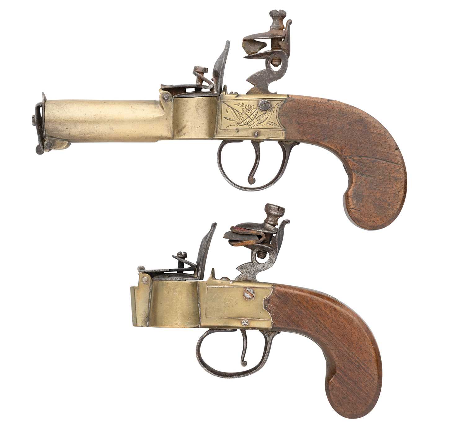 Lot 356 - TWO ENGLISH FLINTLOCK TINDER LIGHTERS, LATE