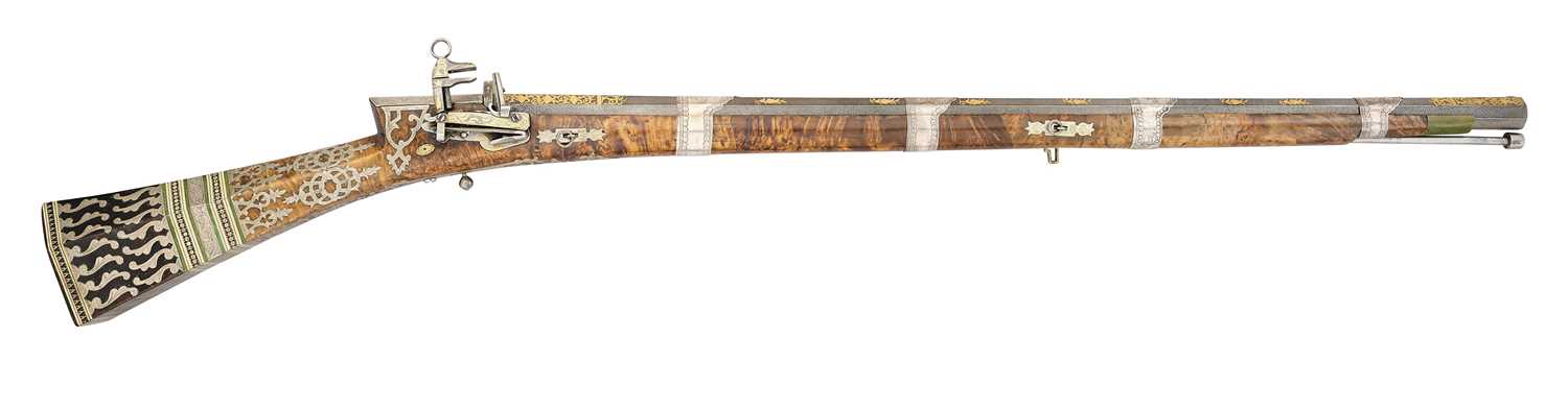 Lot 44 - A FINE TURKISH 25 BORE MIQUELET-LOCK RIFLE