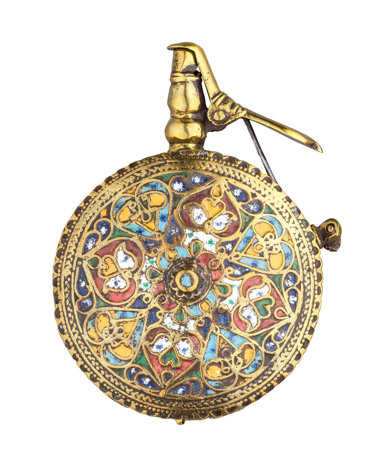 Lot 54 - â€¡A RUSSIAN SMALL ENAMELLED BRASS