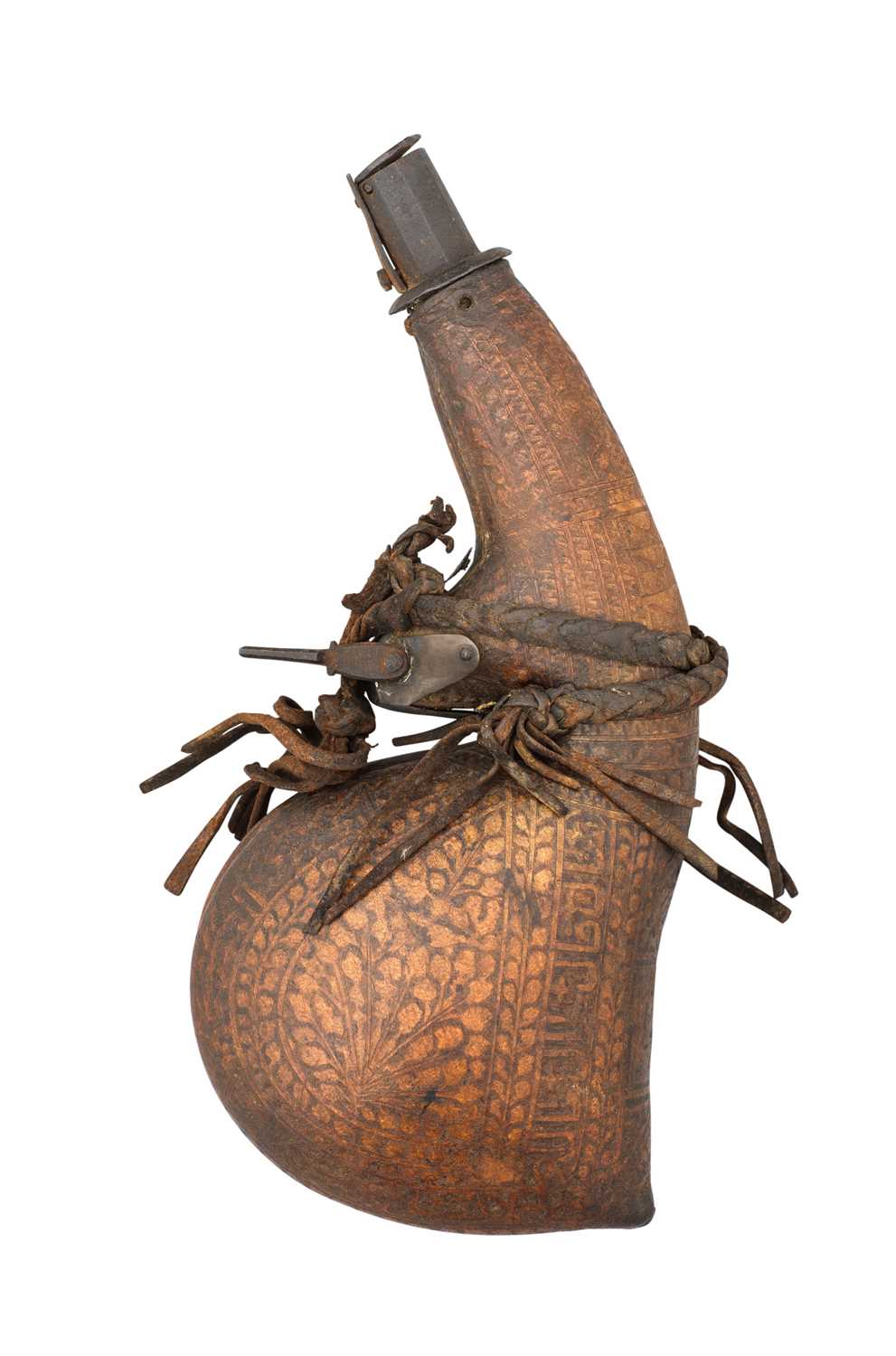 Lot 58 - â€¡A LARGE AFRICAN POWDER-FLASK