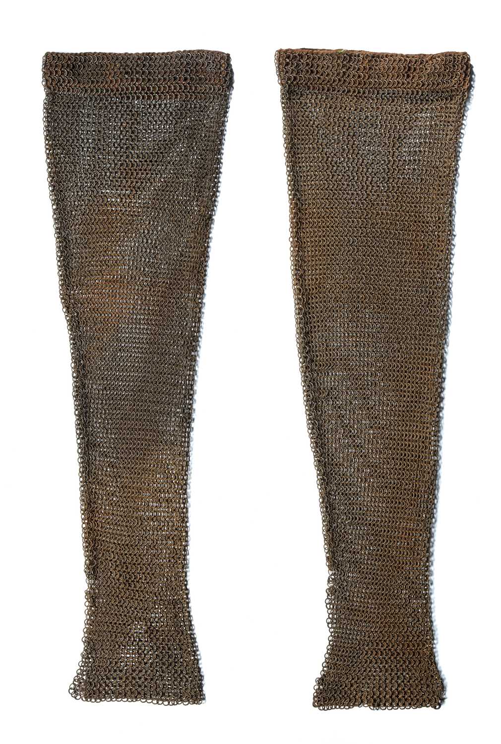 Lot 167 - â€¡A RARE PAIR OF INDIAN MAIL LEG DEFENCES