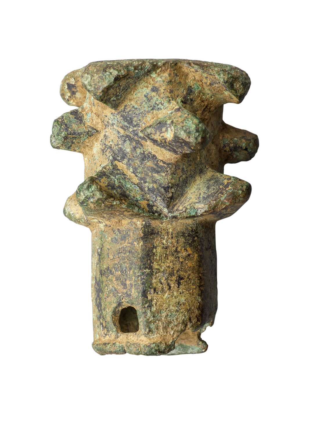 Lot 218 - A BRONZE MACE HEAD