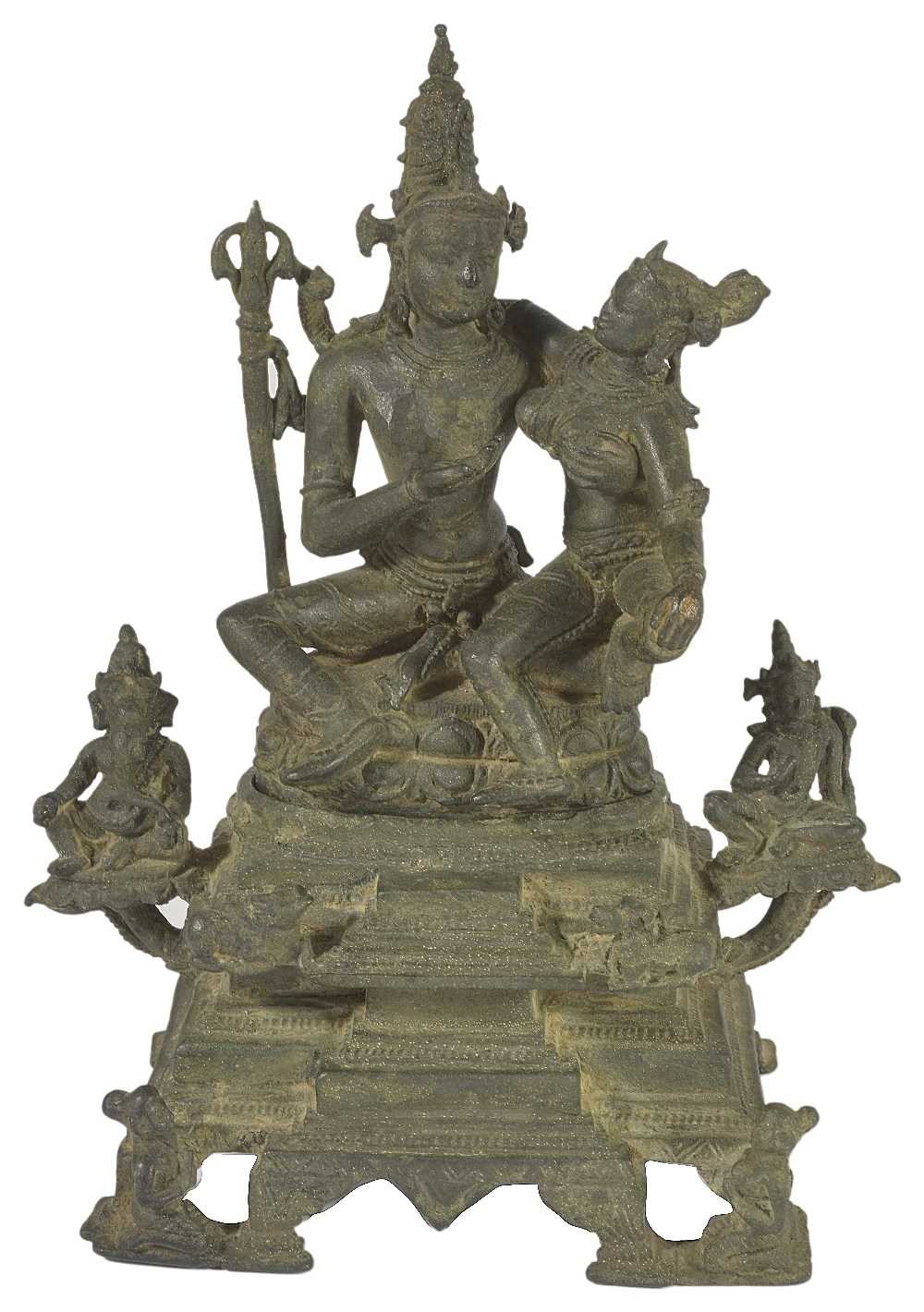 Lot 23 - A PALA BRONZE SHRINE DEPICTING SIVA AND