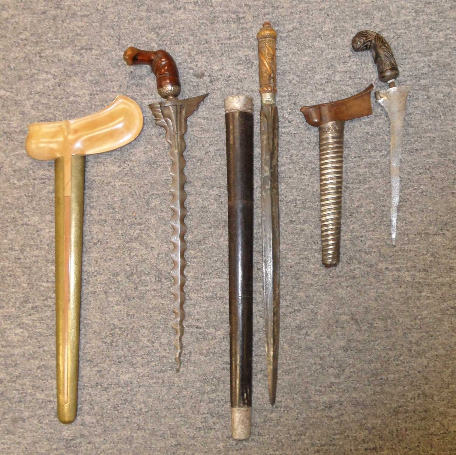 Lot 17 - ##THREE SOUTHEAST ASIAN EDGED WEAPONS