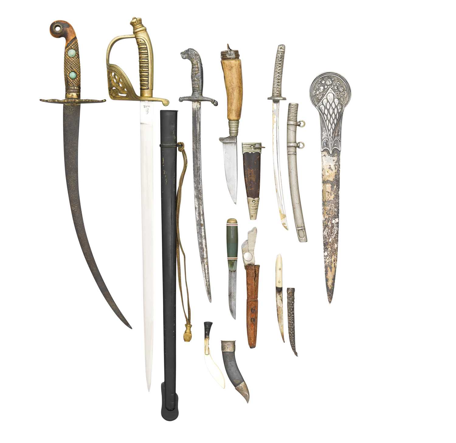 Lot 196 - A GROUP OF MINIATURE EDGED WEAPONS