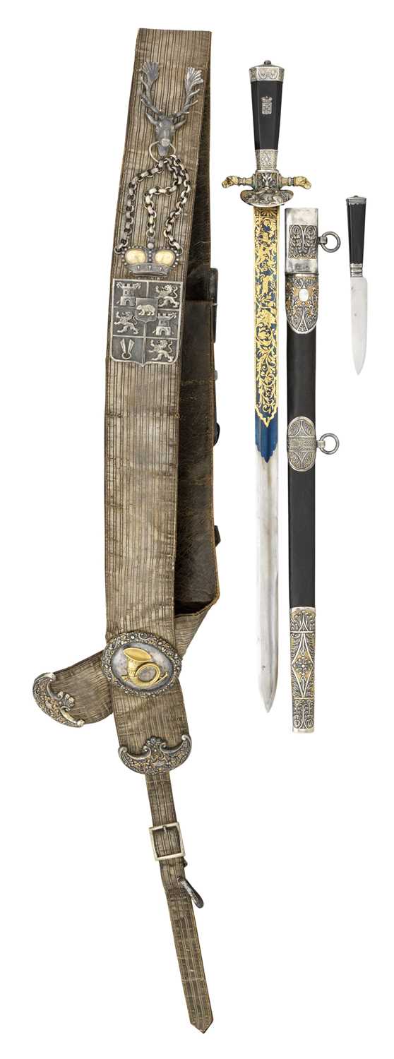 Lot 74 - ËœA GERMAN DRESS HUNTING-SWORD AND COMPANION