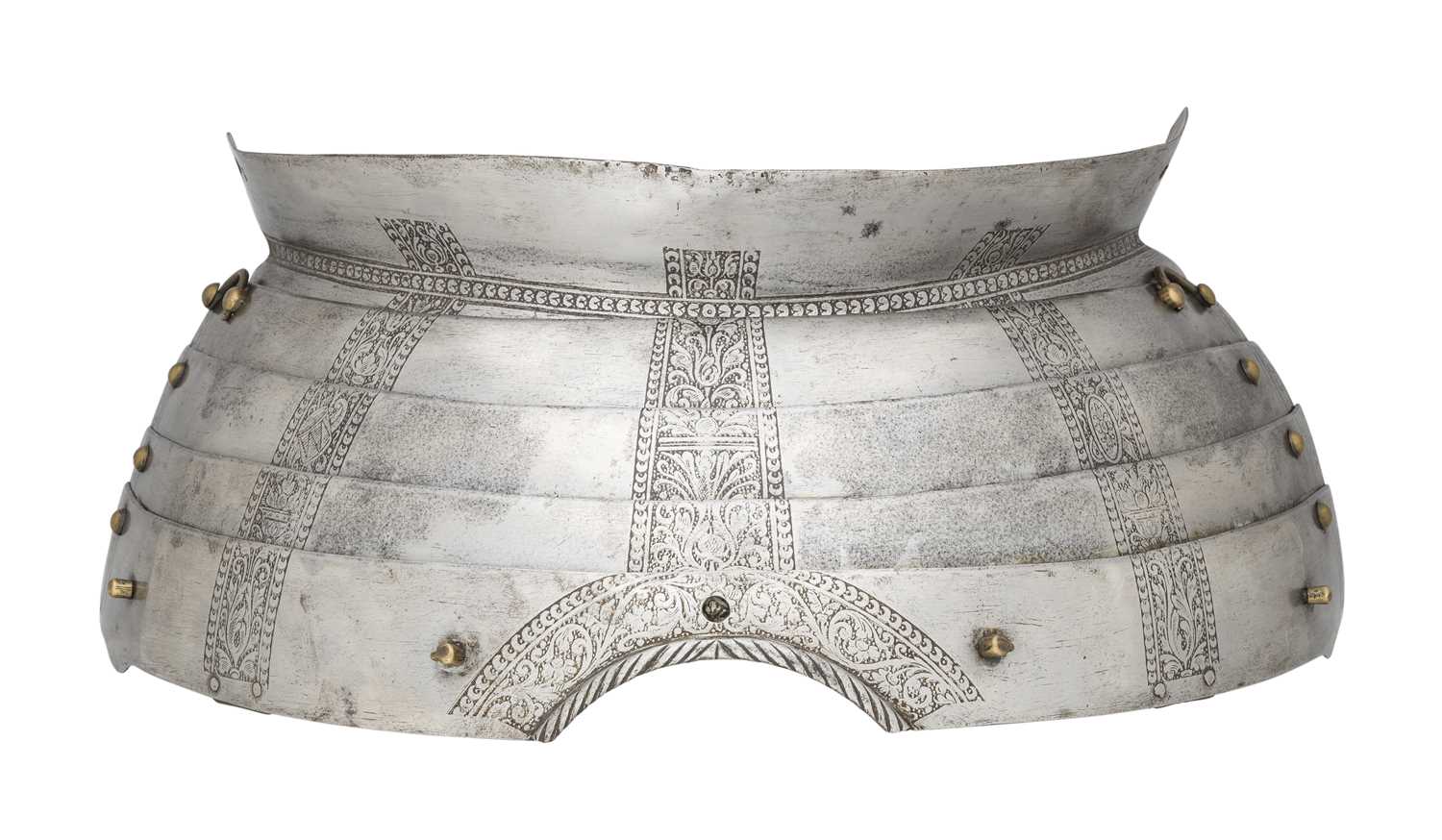 Lot 96 - â€¡AN ETCHED WAIST-PLATE AND FAULD IN GERMAN