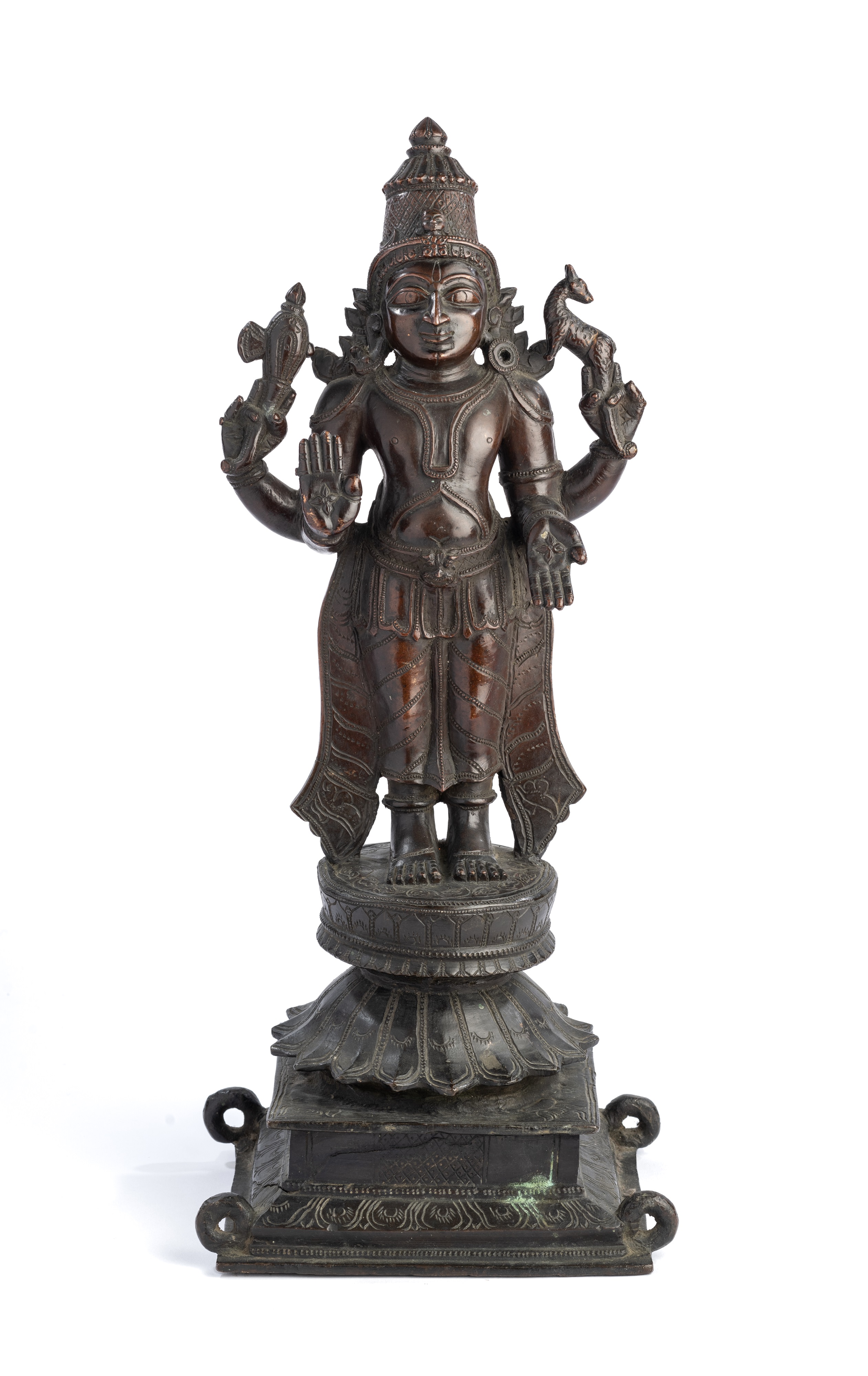 Lot 114 - A BRONZE FIGURE OF SIVA CHANDRASHEKARA,