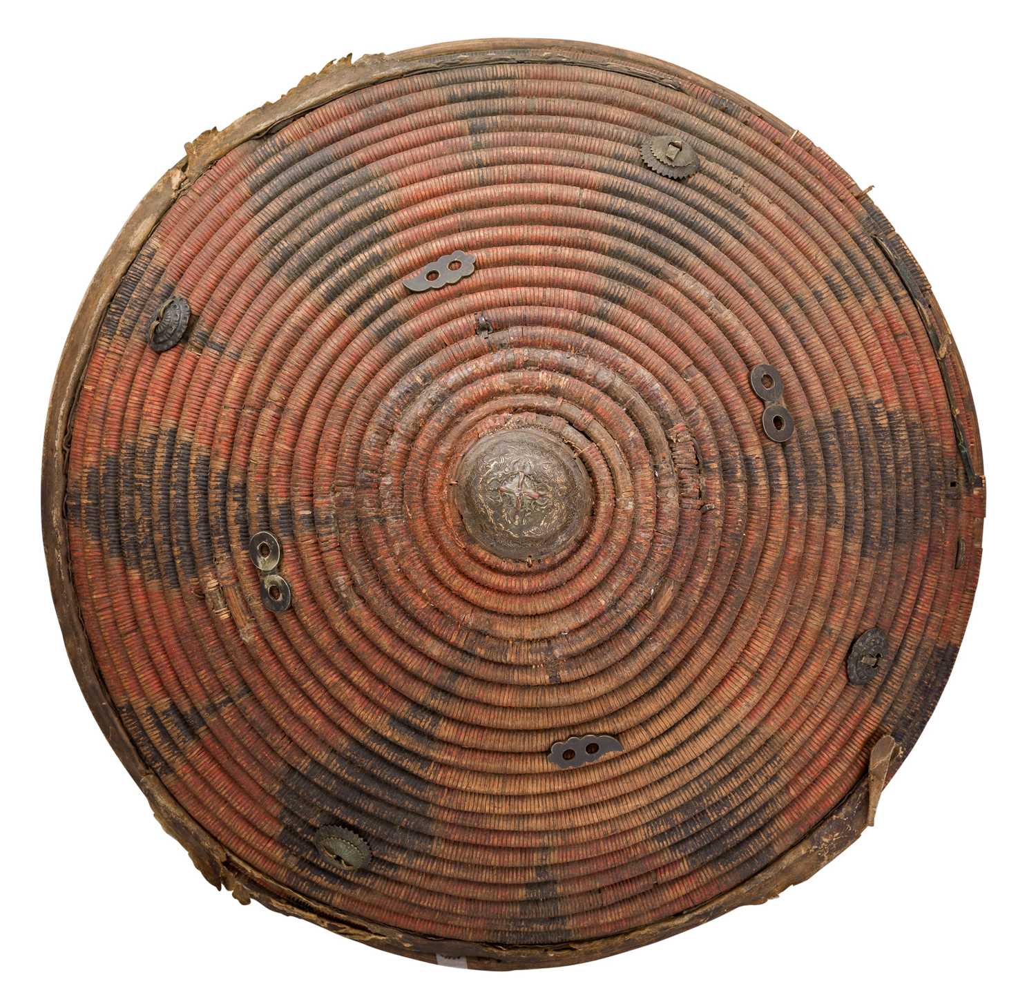 Lot 31 - A RARE TIBETAN CIRCULAR CANE SHIELD