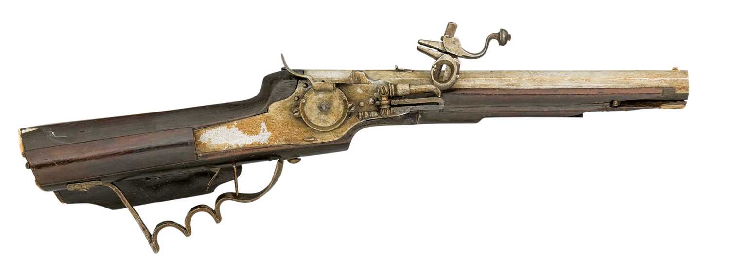 Lot 270 - A RARE GERMAN SMALL WHEEL-LOCK RIFLE BUILT