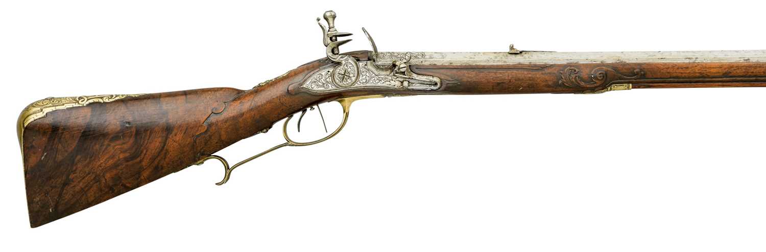 Lot 297 - A FINE 42-BORE BOHEMIAN FLINTLOCK SPORTING