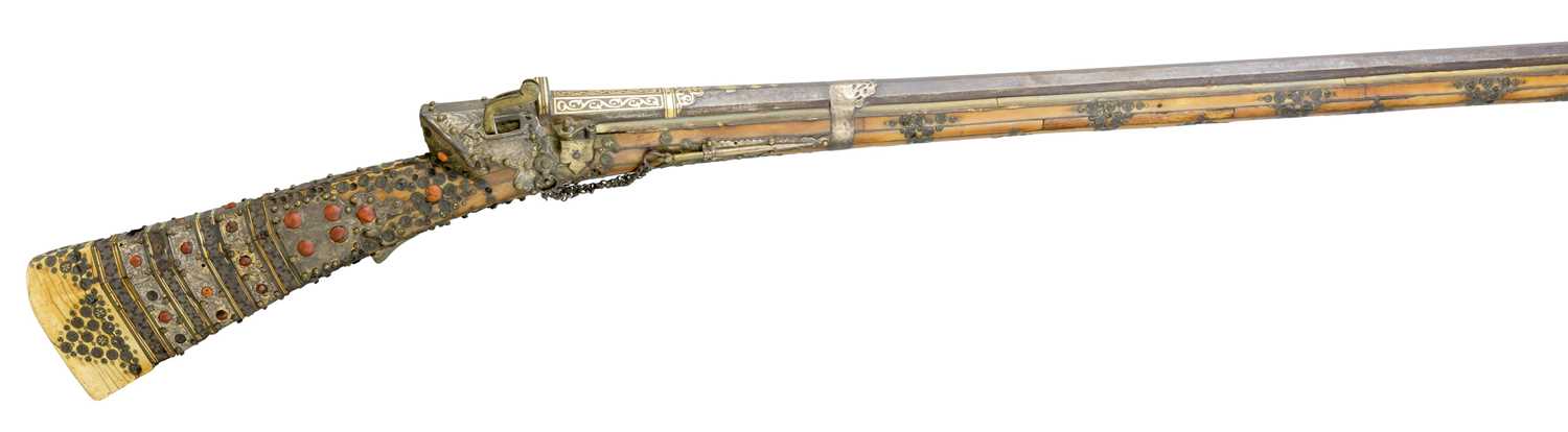 Lot 46 - A RARE 20 BORE OTTOMAN DECORATED MATCHLOCK